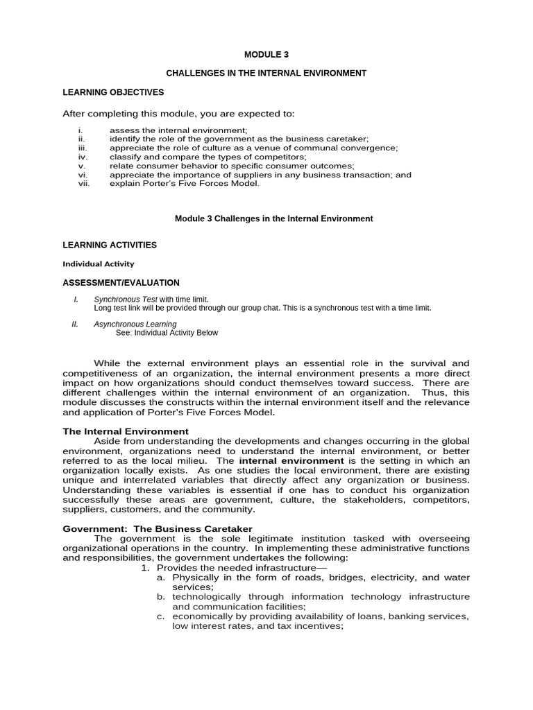 Internal Environment Business Challenges | PDF | Economies | Business ...