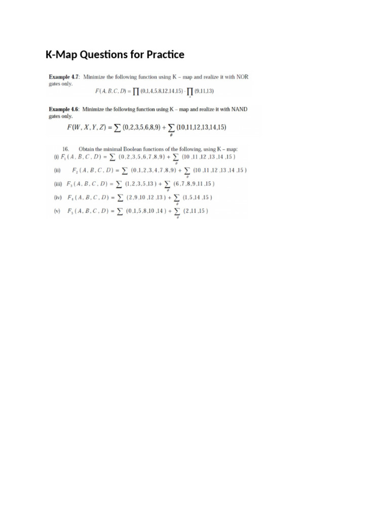 K-Map Question For Practice | PDF