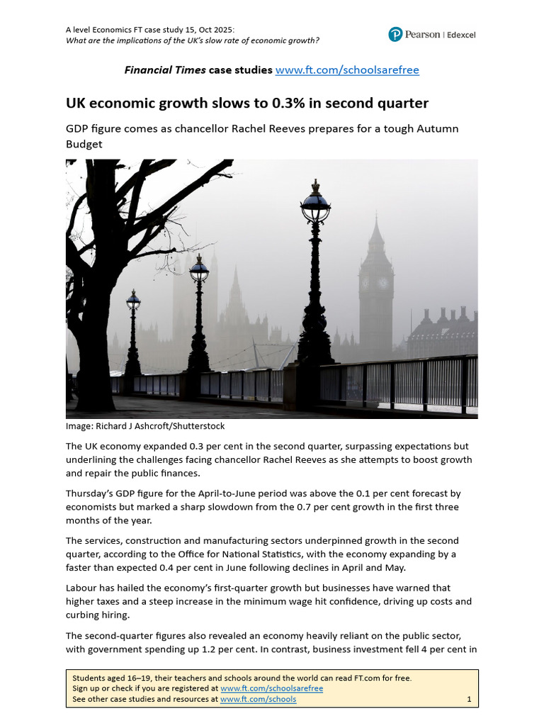 FT For Schools Case Study 15 - UK Economic Growth | PDF | Economic ...