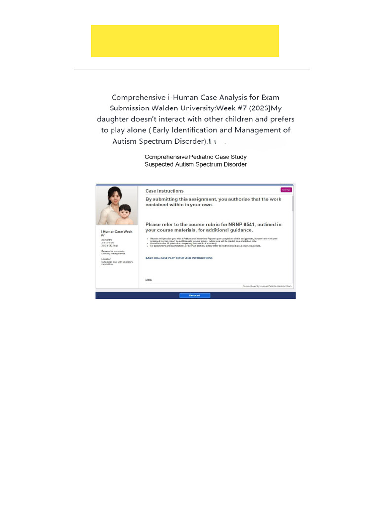 Comprehensive Case Study 22-Month-Old Toddler With Difficulty Making ...