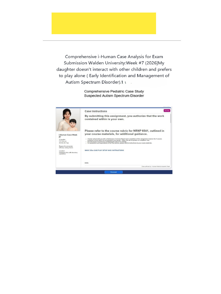 Autism Case Study: 22-Month-Old Toddler | PDF | Autism | Behavioural ...