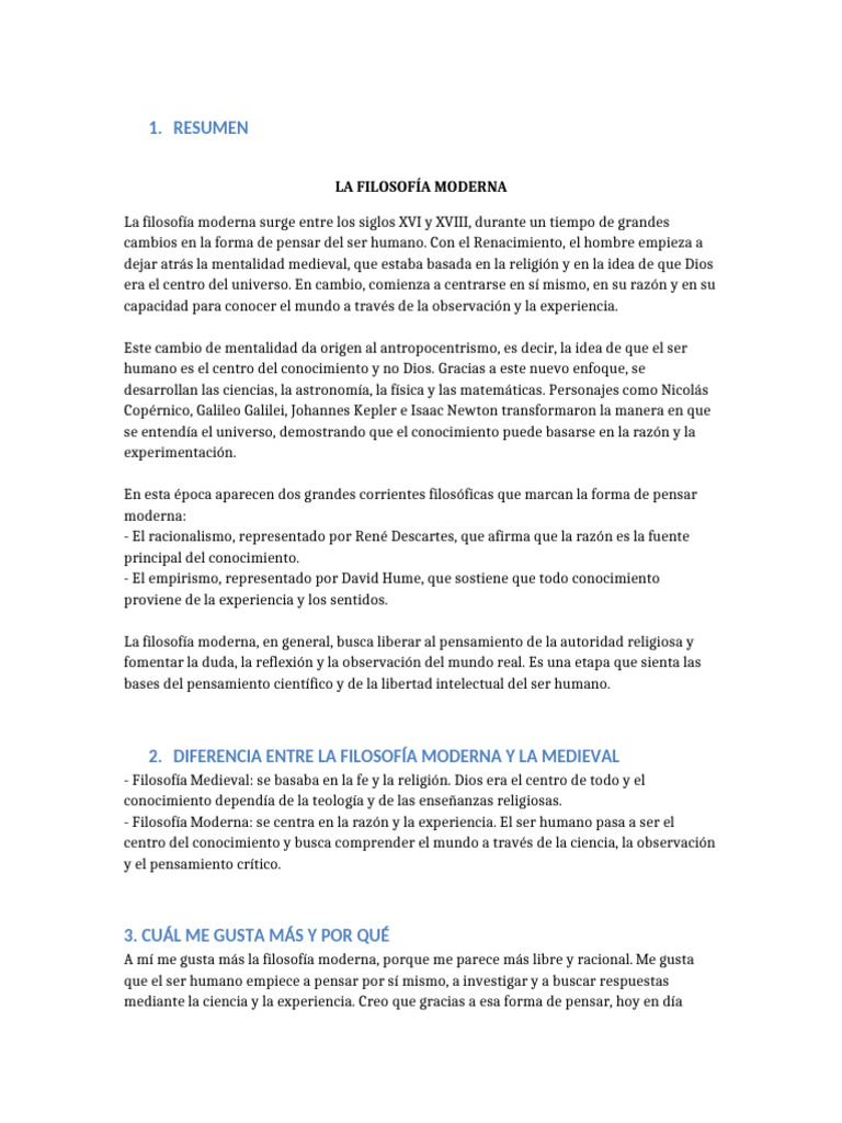 Filosofia Moderna Deivis | PDF | Pensamiento | Filosofía moderna