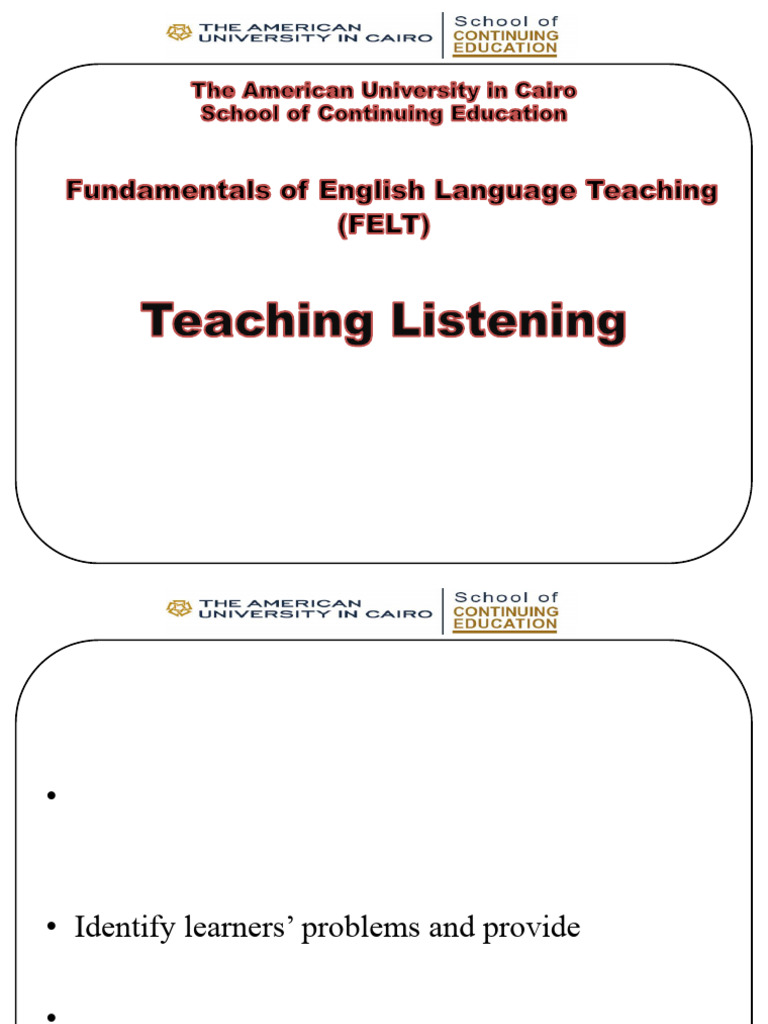 Teaching Listening | PDF | Reading Comprehension | Communication