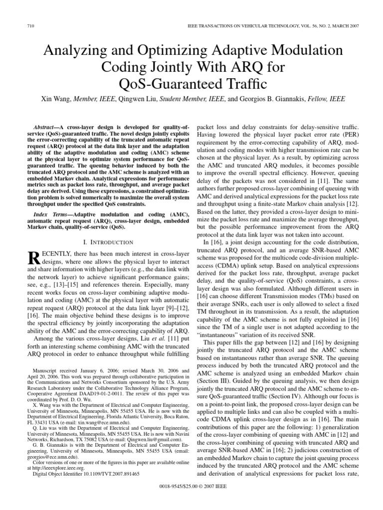 Optimizing QoS with ARQ and AMC | PDF | Quality Of Service | Error ...