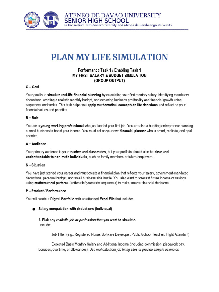 Plan My Life Simulation (Grasps) | PDF | Taxes | Prices