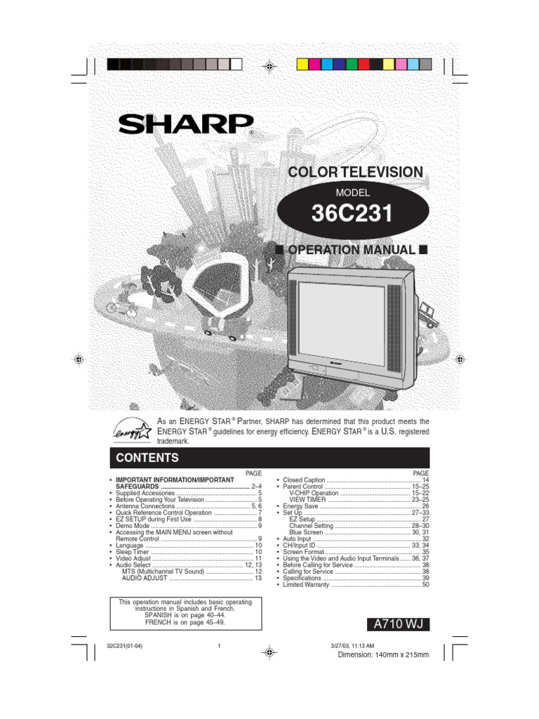 Sharp 36C231 C330 Operations Instructions | PDF | Cable Television ...