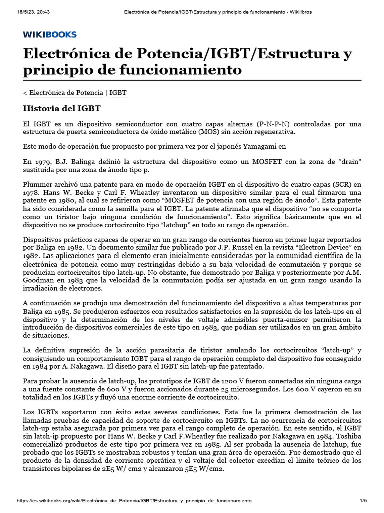 Electrónica de Potencia IGBT | PDF