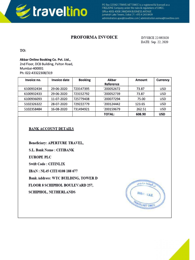 Traveltino Inv | PDF