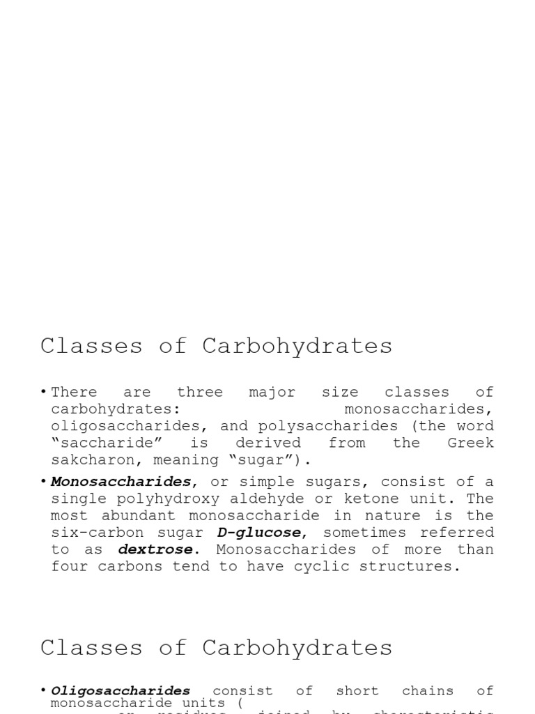 Carbohydrate Classes and Metabolism Overview | PDF | Carbohydrates ...