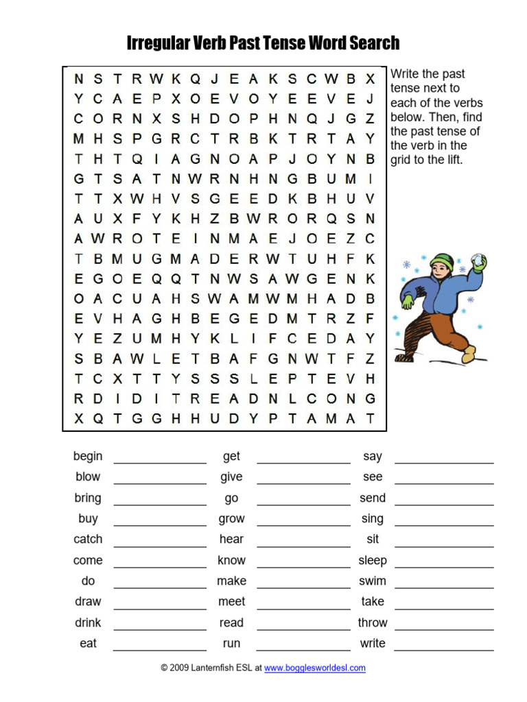 Irregular Verb Past Tense Word Search | PDF