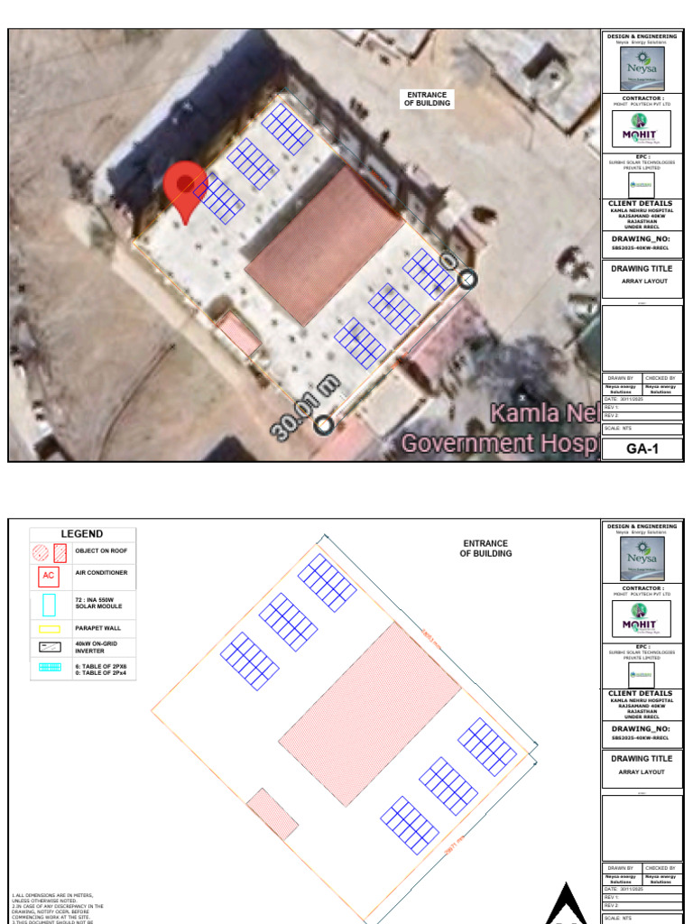 Kamla Nehru Hospital 40kW Array GA SLD Design 30.11.2025 | PDF | Electric Power | Electricity