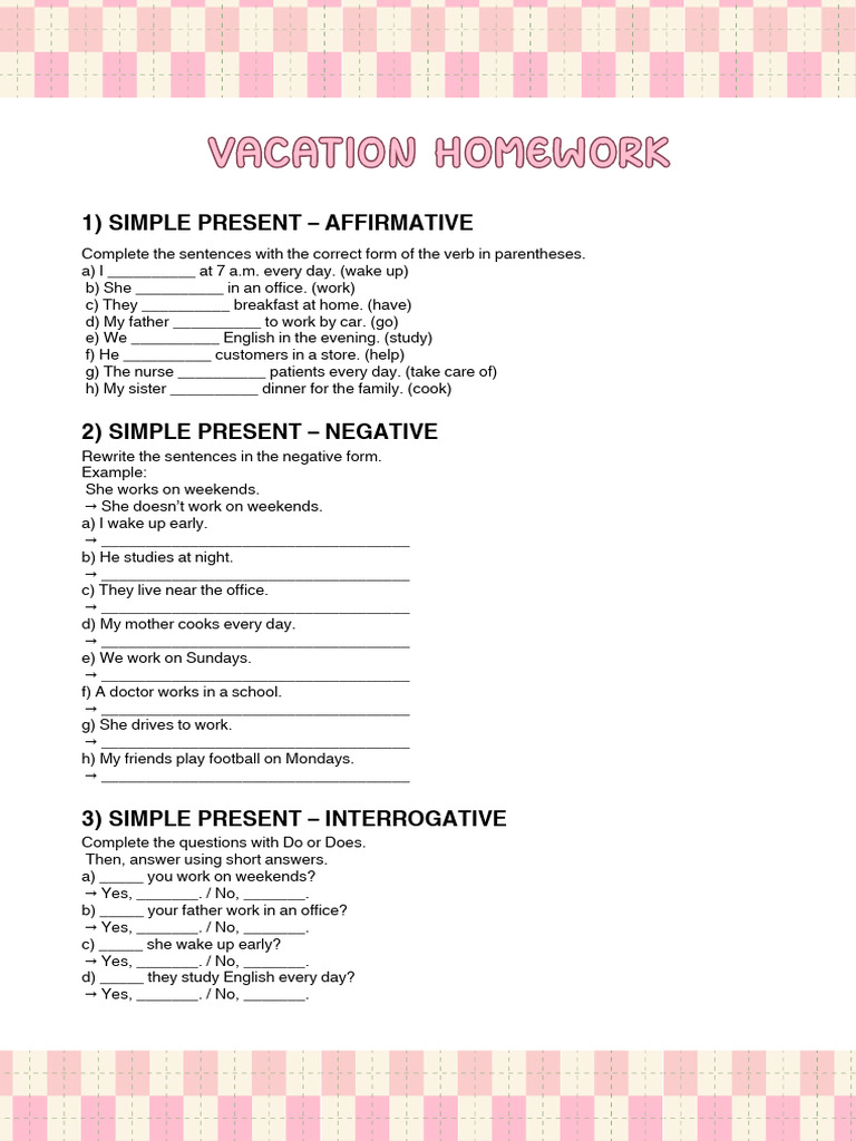 Vacation Homework (5) | PDF | Language Mechanics | Grammar