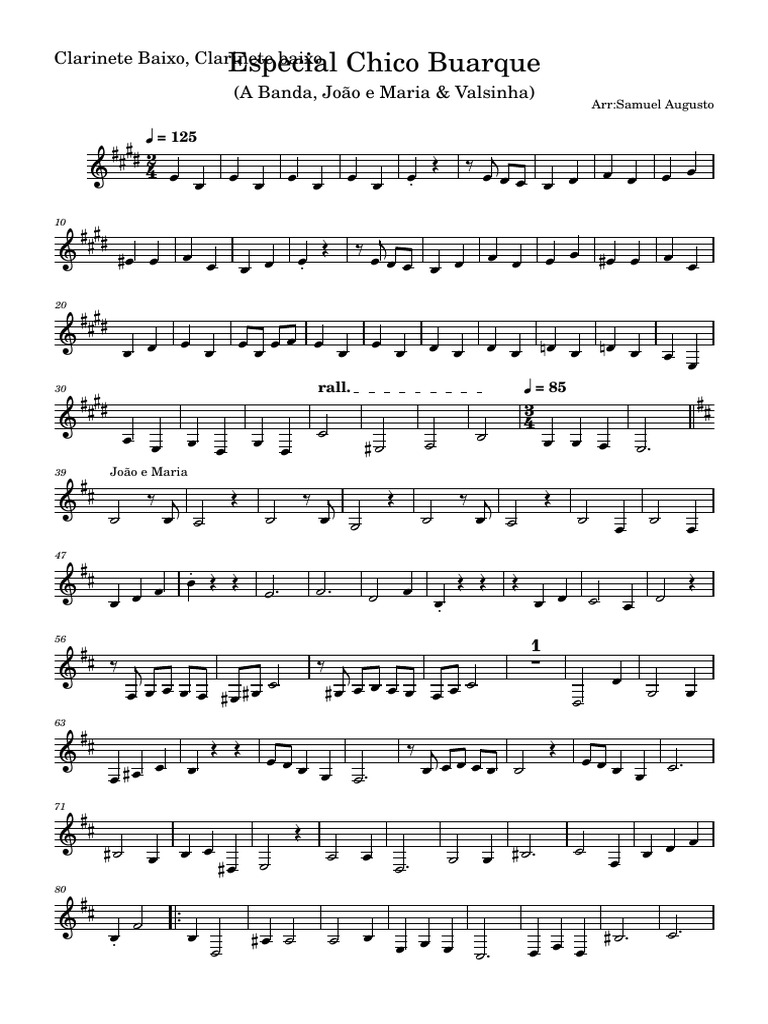 Especial Chico Buarque atualizado-Clarinete_Baixo,_Clarinete_baixo | PDF