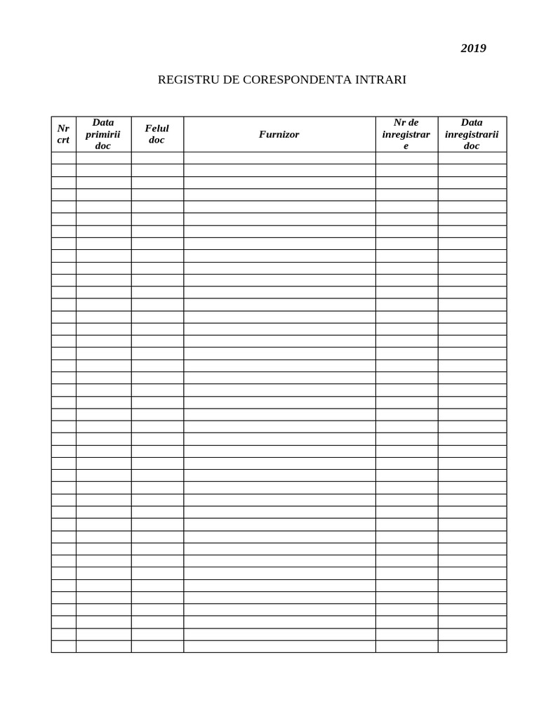 Registru Corespondenta Intrari | PDF