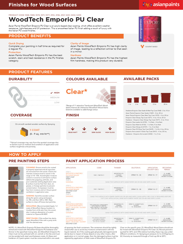 Woodtech Emporio Pu Clear Jun 24 | PDF | Paint | Materials