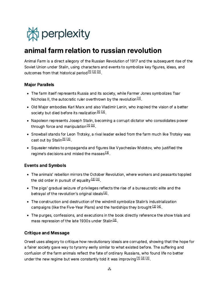 Animal Farm's Allegory of the Russian Revolution | PDF | Russian ...