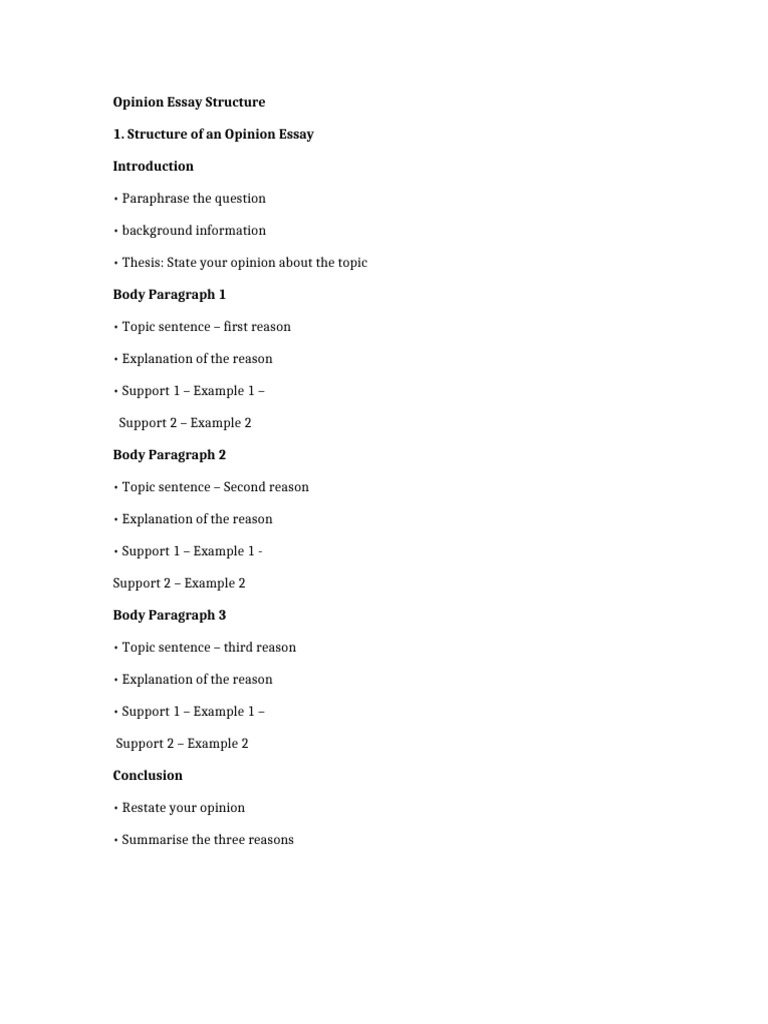 Opinion Essay Structure | PDF
