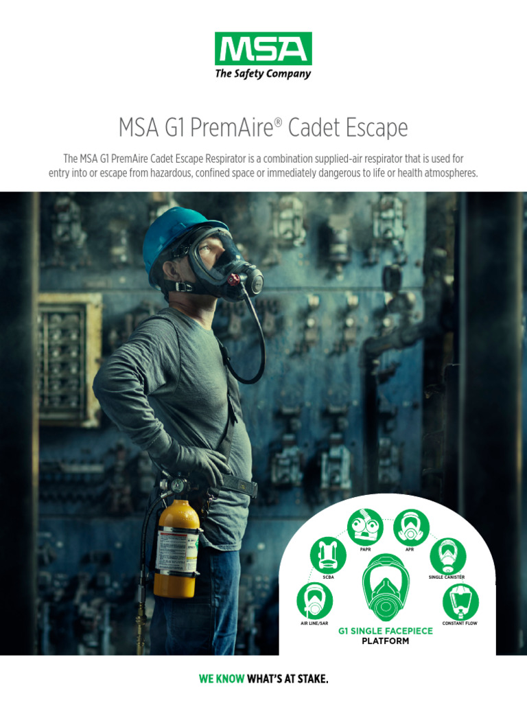 MSA G1 PremAire Cadet Escape Respirator | PDF | Respiration | Equipment