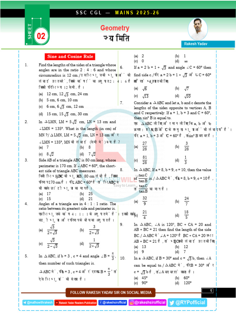 Triangle Geometry Problems and Solutions | PDF | Euclidean Plane ...