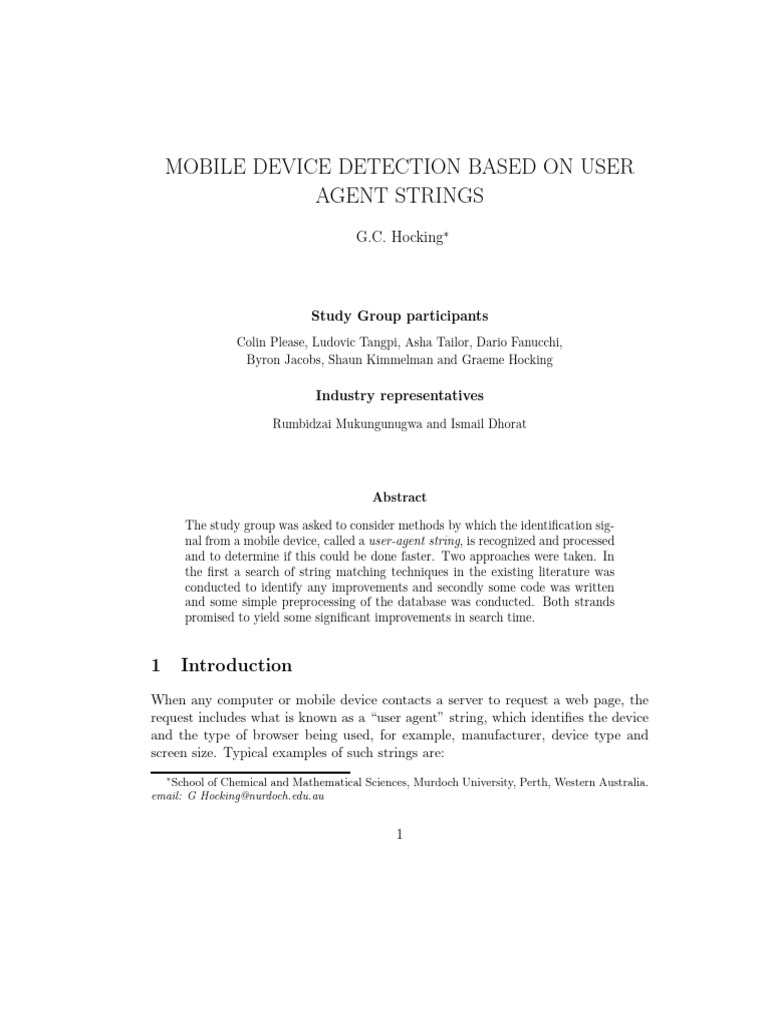 Mobile Device Detection via User-Agent Strings | PDF | Computer ...