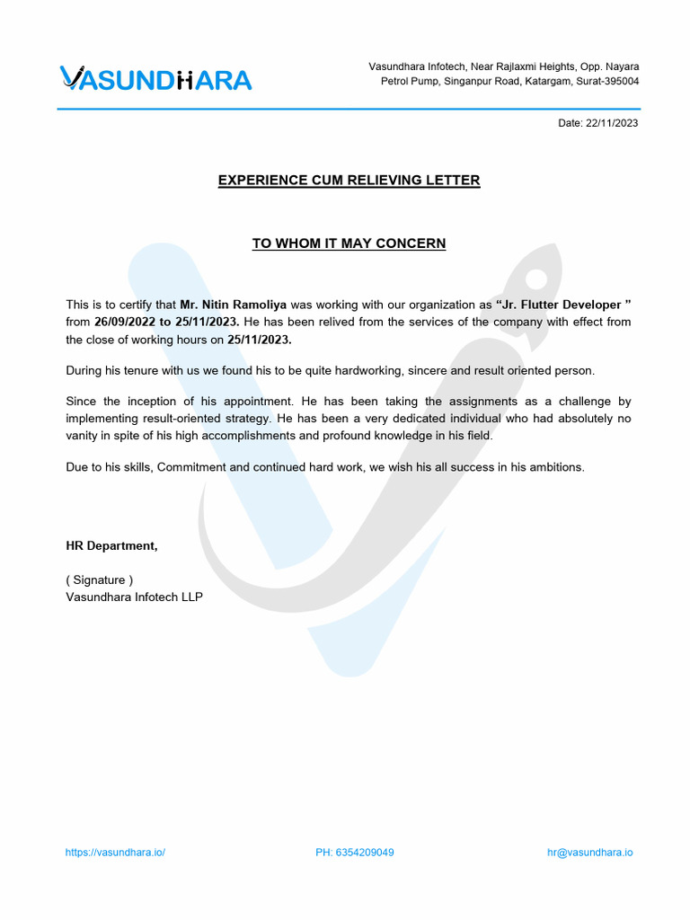 Experience Letter (2) | PDF