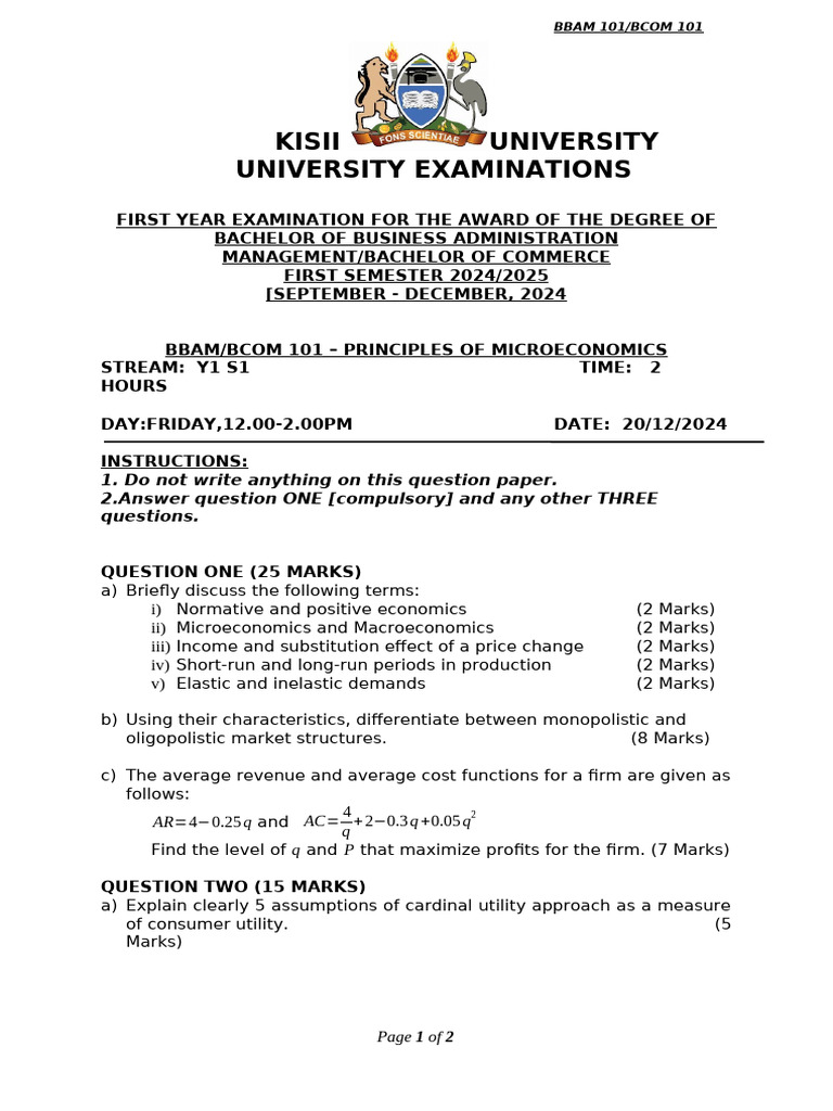BBAM-BCOM 101-Principles of Microeconomics_Main Examination__Sept-Dec ...