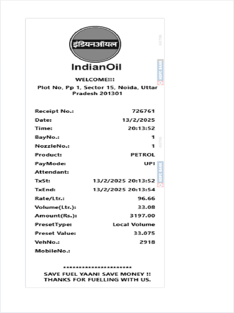 Fuel Receipt Feb | PDF