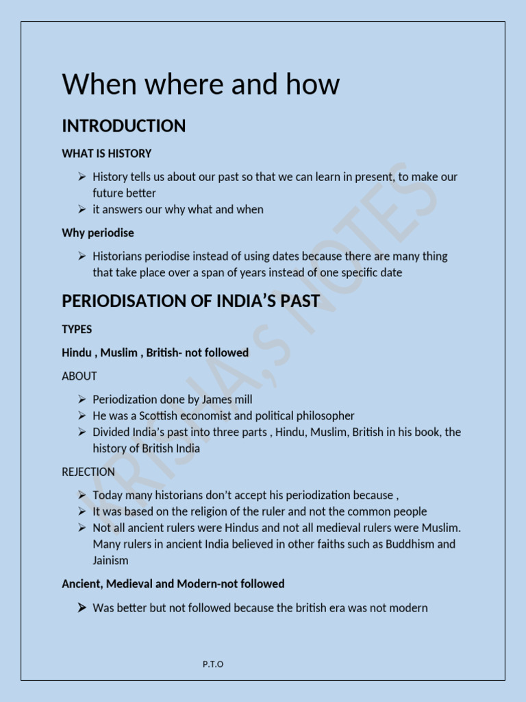 when where and how notes cbse class 8 | PDF | Asia | South Asia