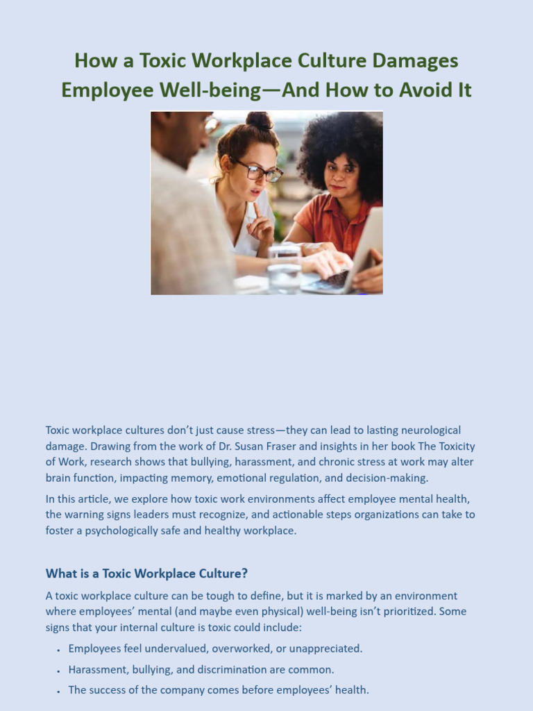 Combatting Toxic Workplace Culture | PDF | Organizational Culture ...