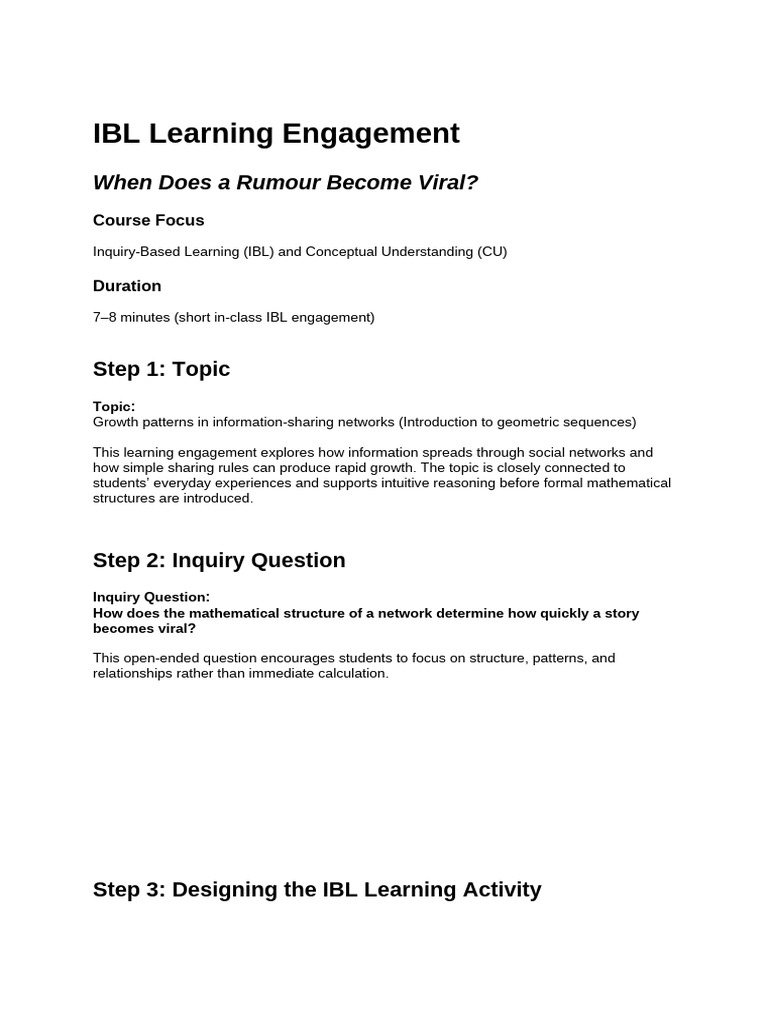 IBL Learning Engagement | PDF | Learning | Behavior Modification