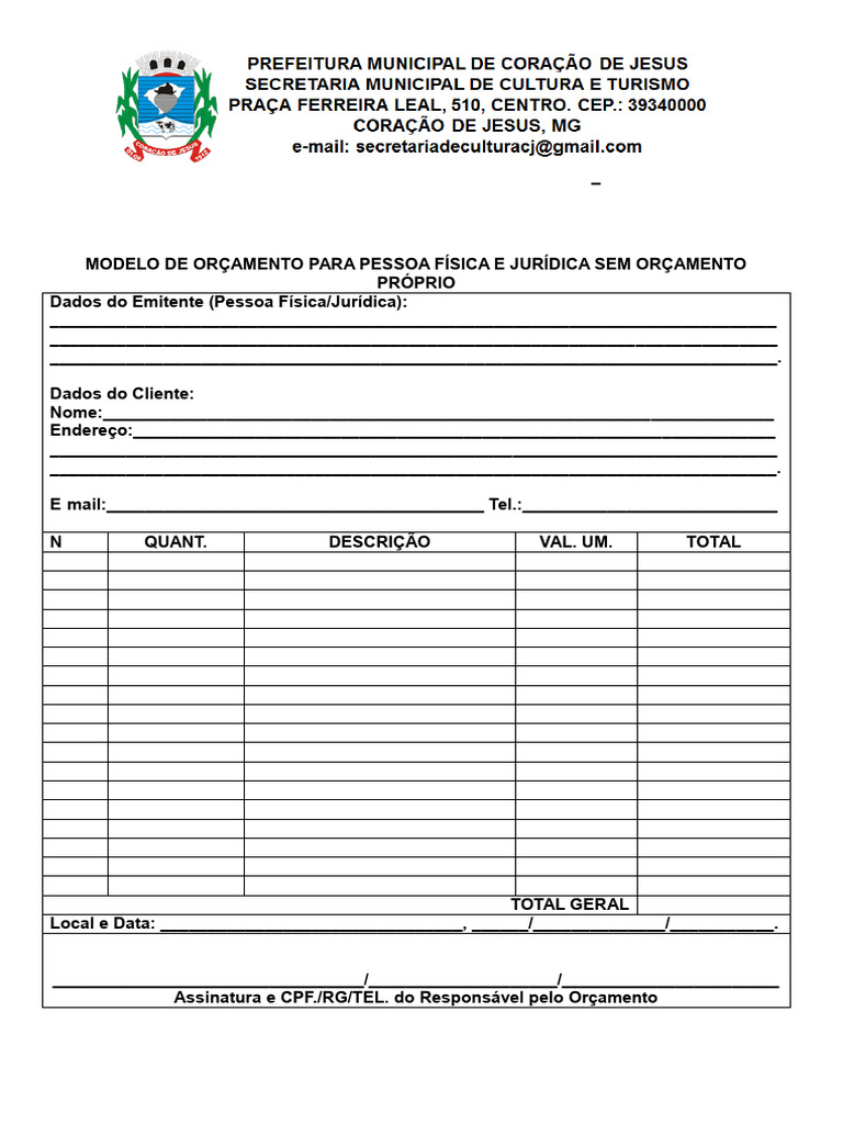 Modelo de Oramento | PDF