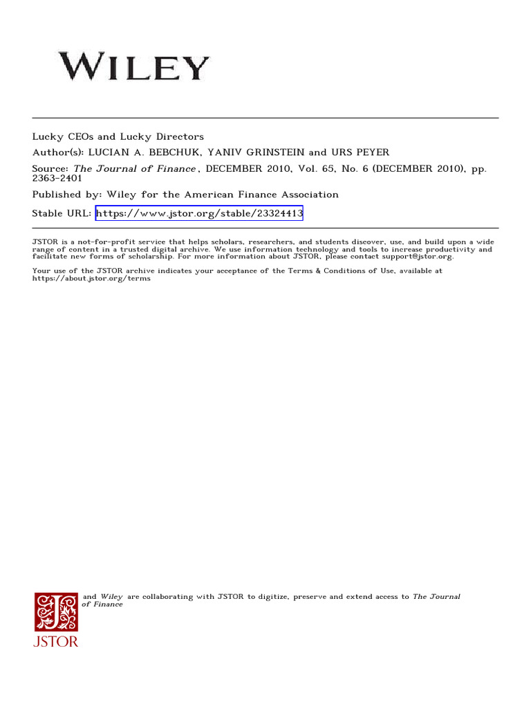 2 Lucky CEO | PDF | Black–Scholes Model | Book Value