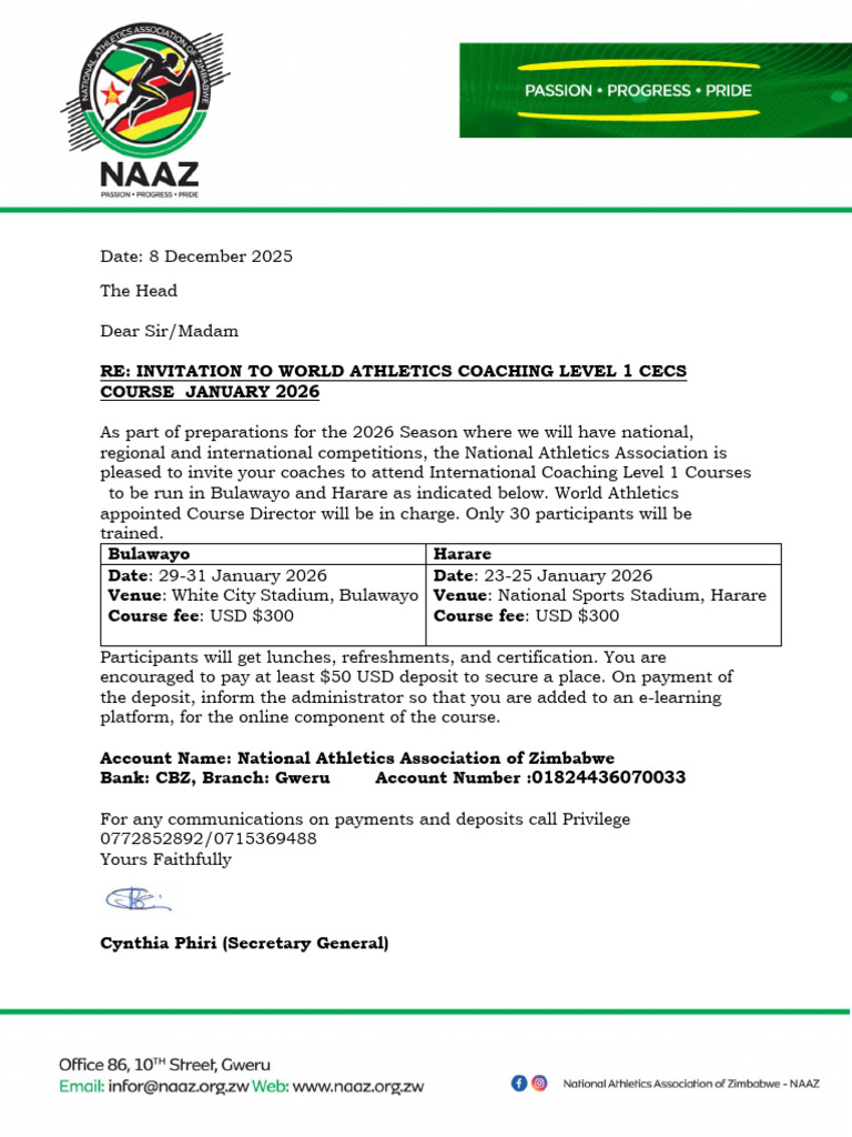Invitation to Level 1 Coaching Course | PDF