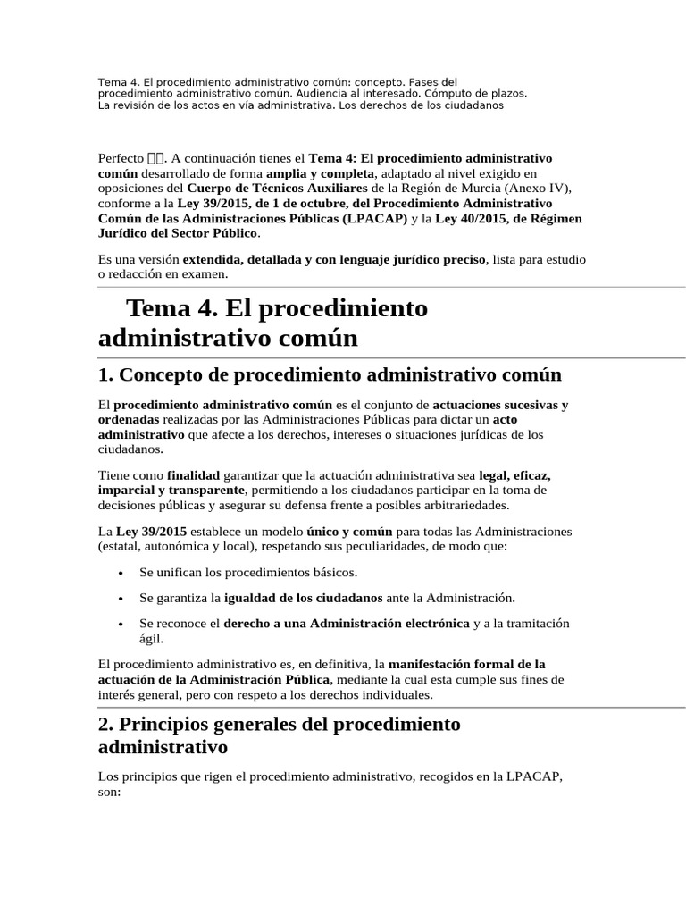 Procedimiento Administrativo Común: Fases y Derechos | PDF | Gobierno ...