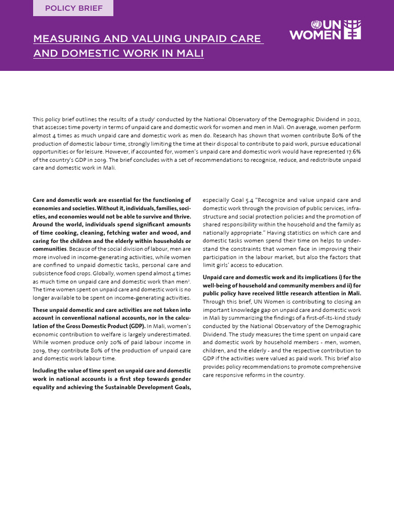 20230505 UN Women Policy Brief Mali ENG Web Pages | PDF | Economies
