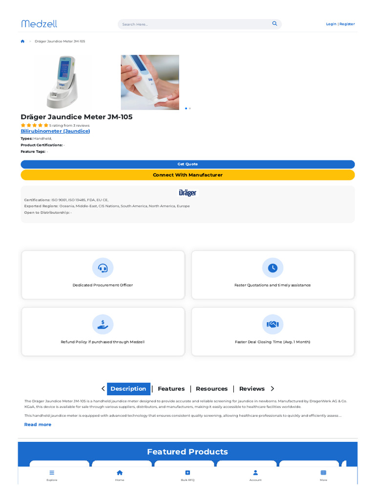 Dräger Jaundice Meter JM-105 - Handheld Jaundice Meter _ Dräger | PDF ...