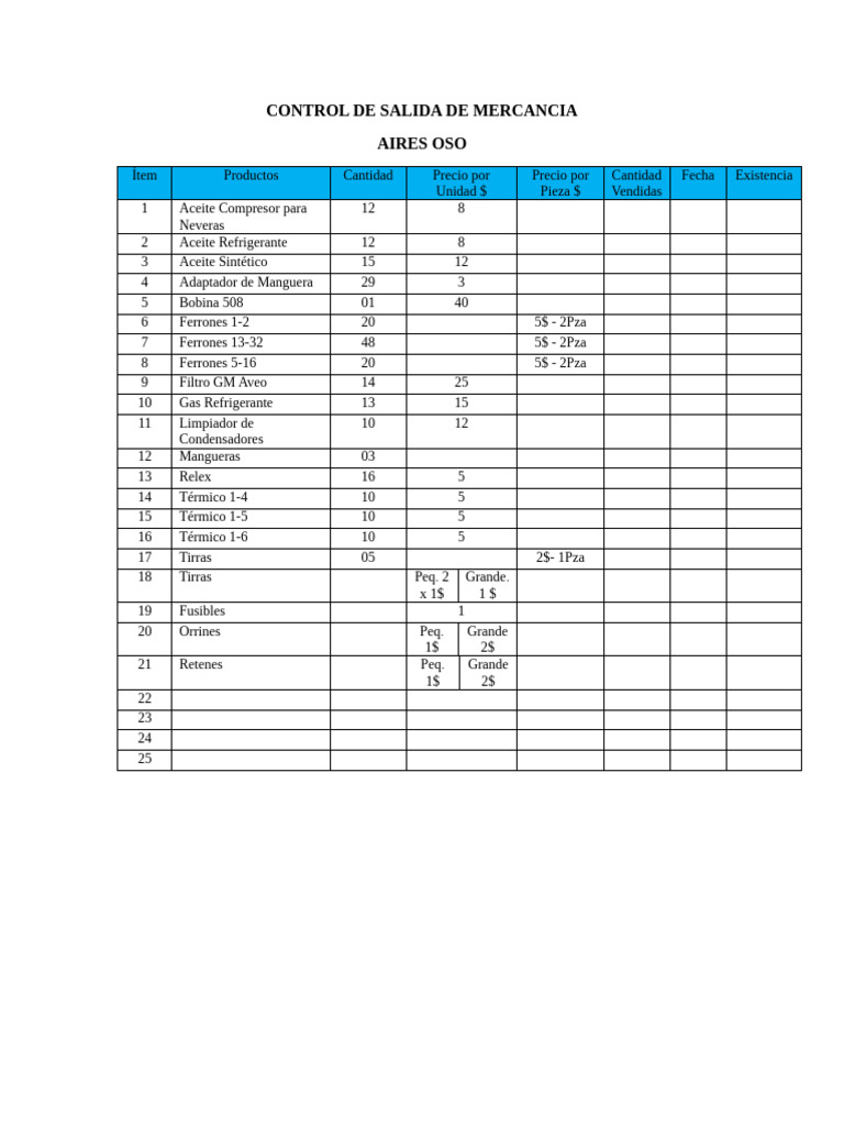 Control de Salida de Mercancia | PDF