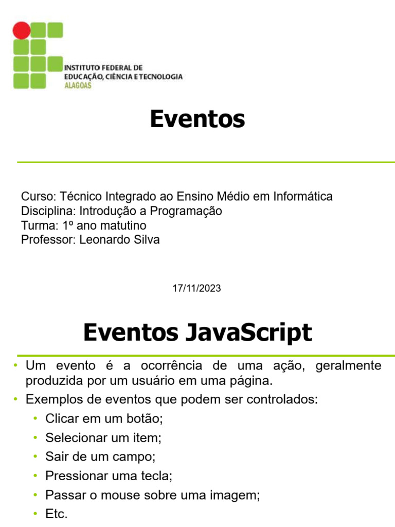 Aula 22 - Eventos 2ed | PDF