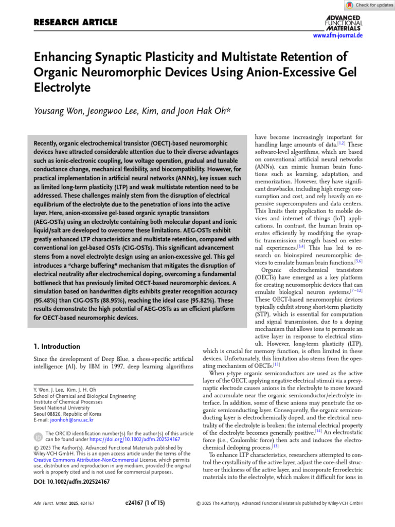 Enhancing Synaptic Plasticity and Multistate Retention of Organic ...