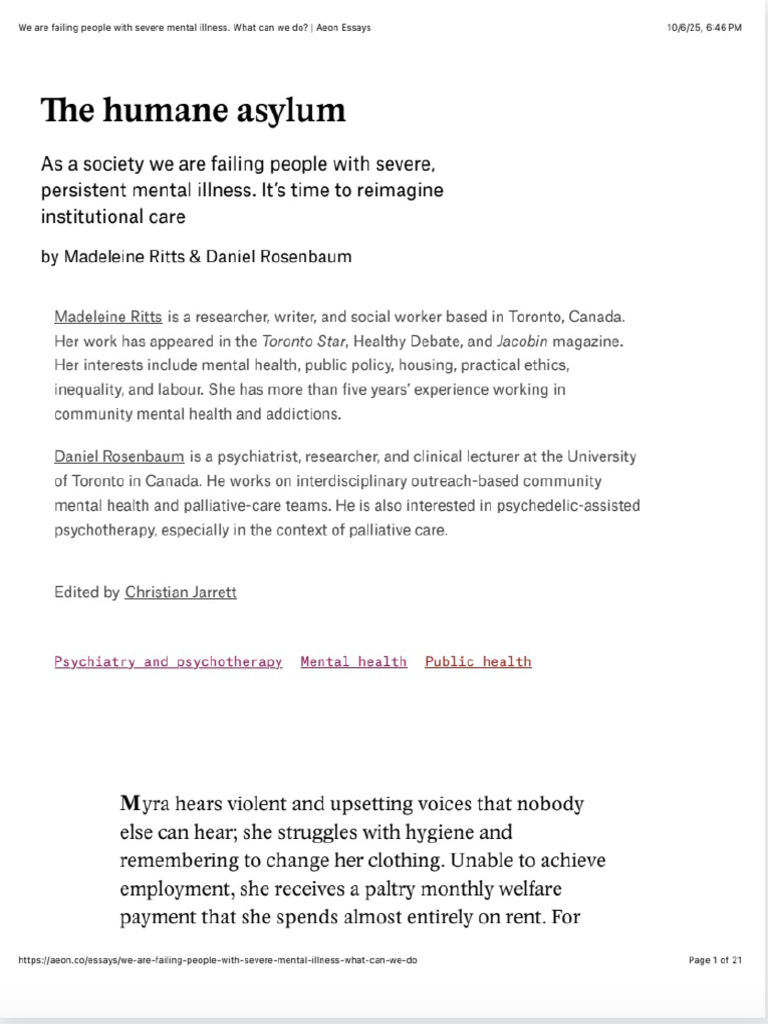 The Humane Asylum Annotated | PDF