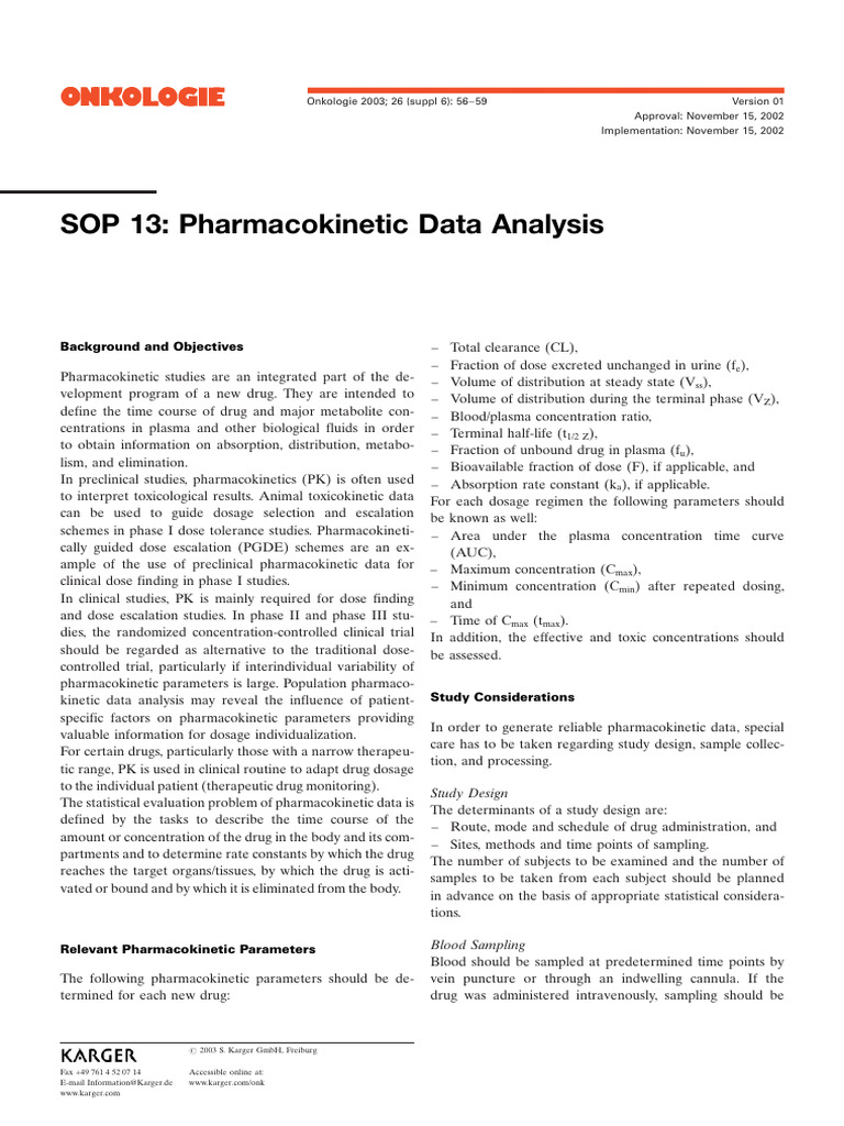 Pharmacokinetic Data Analysis SOP | PDF | Pharmacokinetics | Least Squares