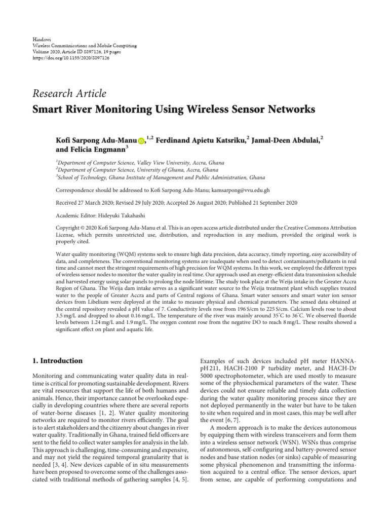 Smart River Monitoring Using Wireless Sensor Netwo | PDF | Wireless ...