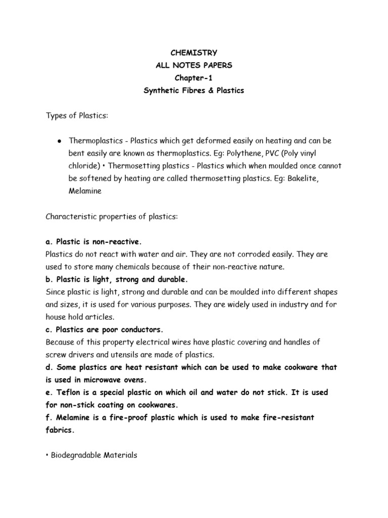 Chemistry Notes: Plastics, Combustion, Metals | PDF | Combustion | Fires