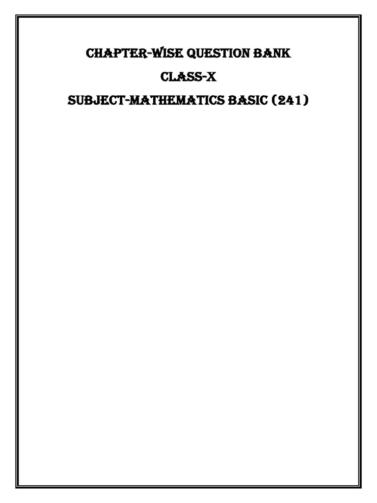 Class X Mathematics Question Bank | PDF | Numbers | Zero Of A Function