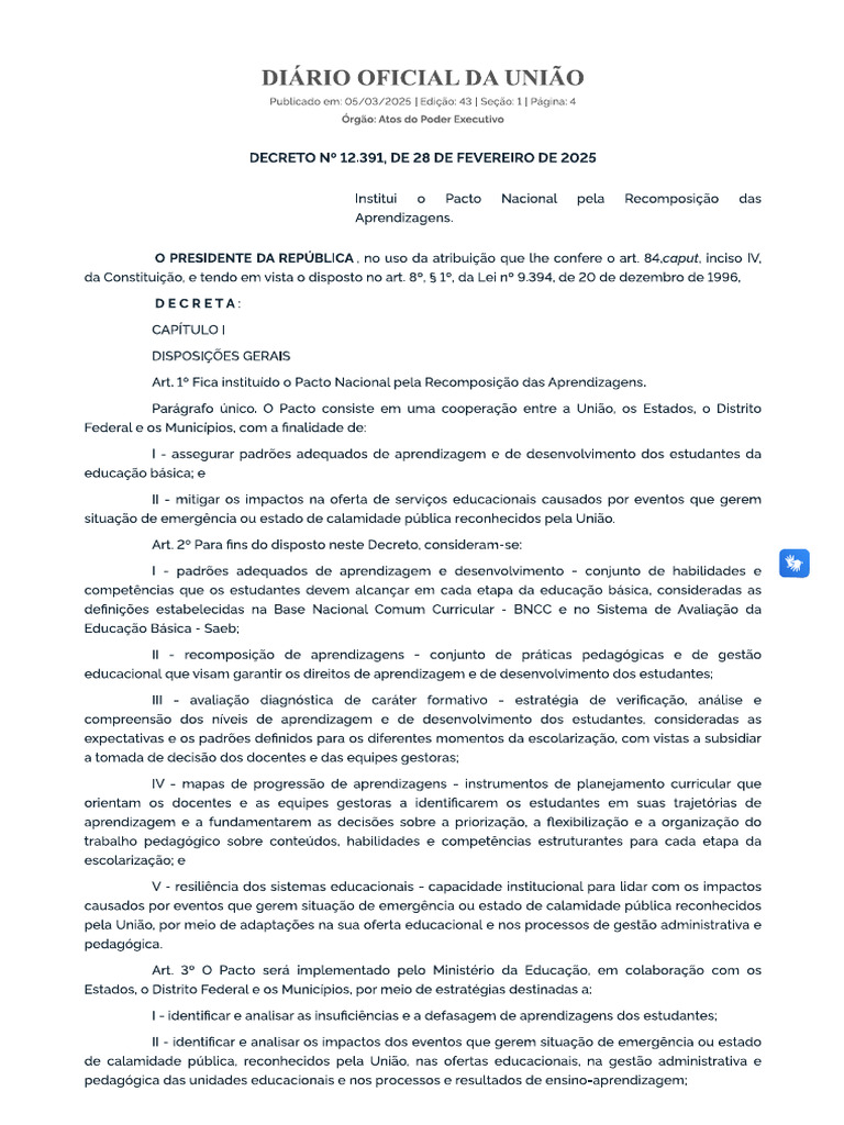 Pacto Nacional Pela Recomposicao Da Aprendizagem | PDF