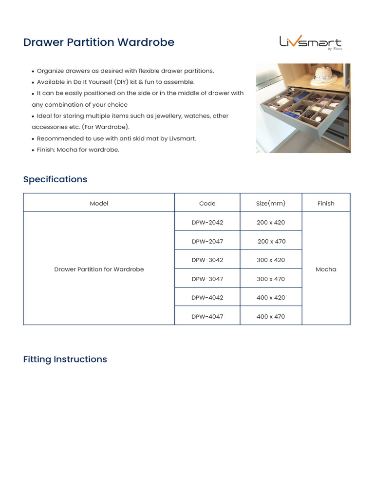 Flexible Drawer Partitions for Wardrobes | PDF