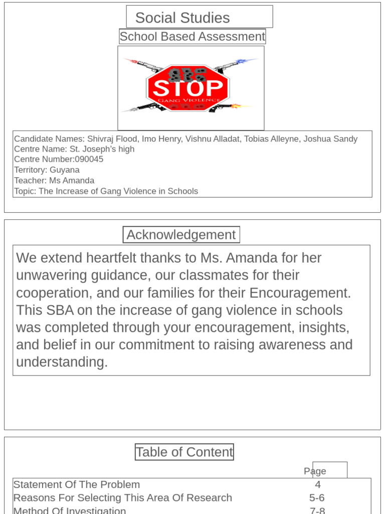 SS SBA 2 | PDF | Violence | Questionnaire