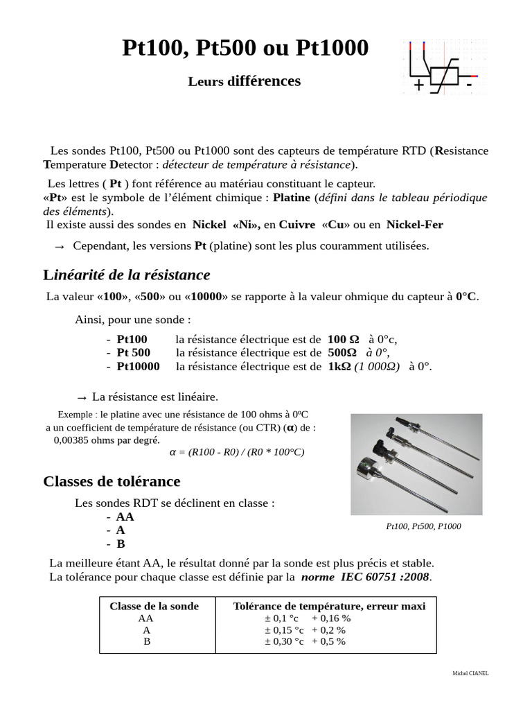 Pt100, Pt500 Ou Pt1000 | PDF | Composants électriques | Électricité