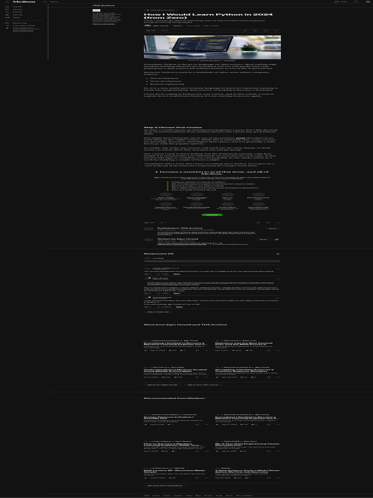 How I Would Learn Python in 2024 (from Zero) _ by Egor Howell _ TDS ...
