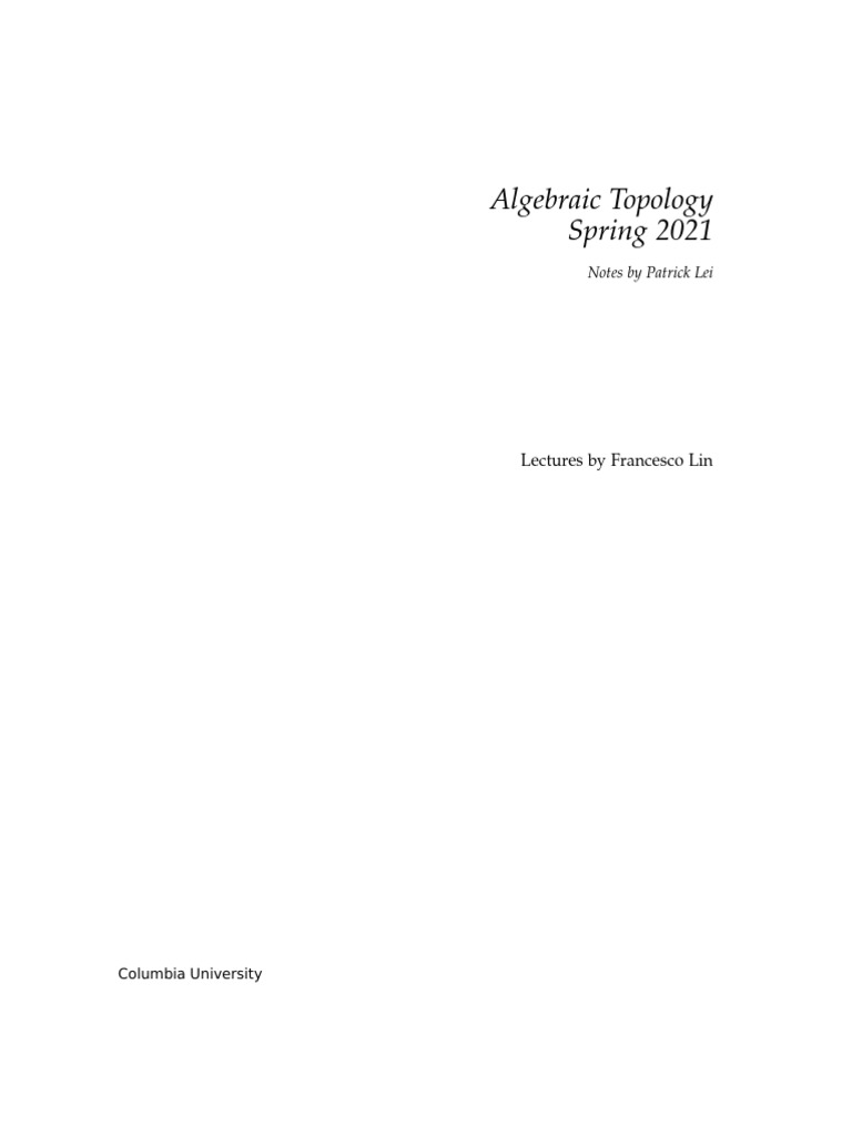 Lin Algebraic Topology | PDF | Algebra | Mathematics